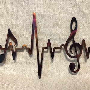 EKG Line Music Notes Treble Clef Heartbeat Sinus Rhythm Indoor Outdoor ...