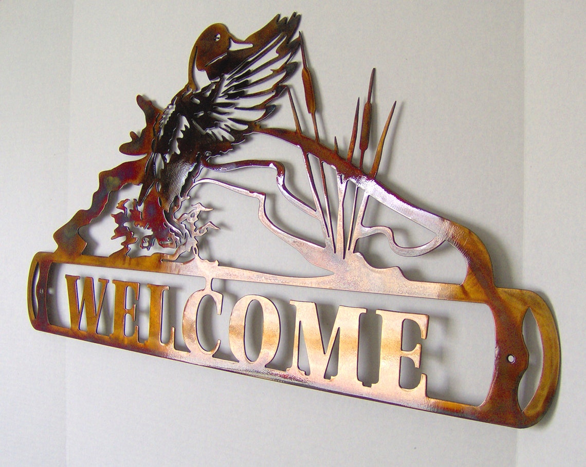 Duck Landing on Water Welcome Sign Indoor or Outdoor Metal | Etsy