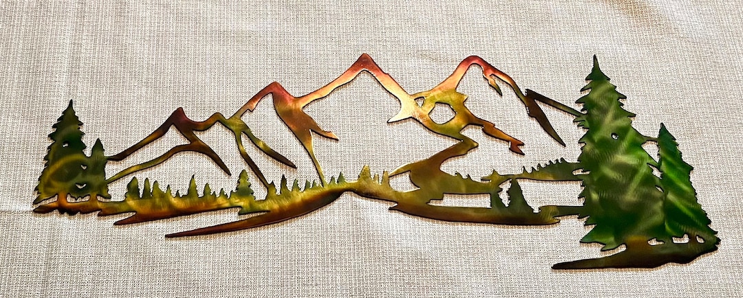 Mountains and Trees Indoor & Outdoor Plasma Cut Metal Wall Art - Etsy