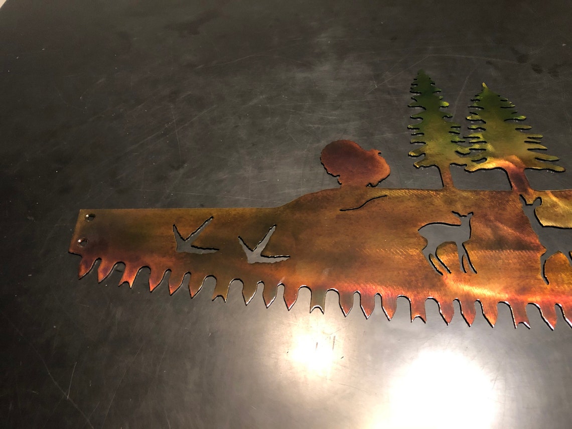 Buck & Turkey in Crosscut Saw Blade Indoor or Outdoor Wildlife | Etsy