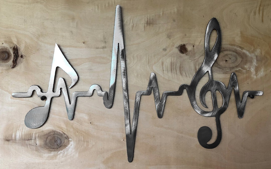 EKG Line Heartbeat Music Notes Treble Clef Unfinished Indoor or Outdoor ...
