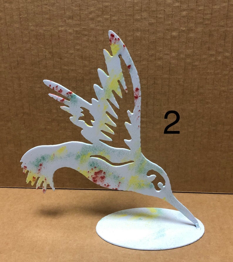 Hummingbird on Stand Metal Wall Art Indoor Outdoor in Assorted Colors ...
