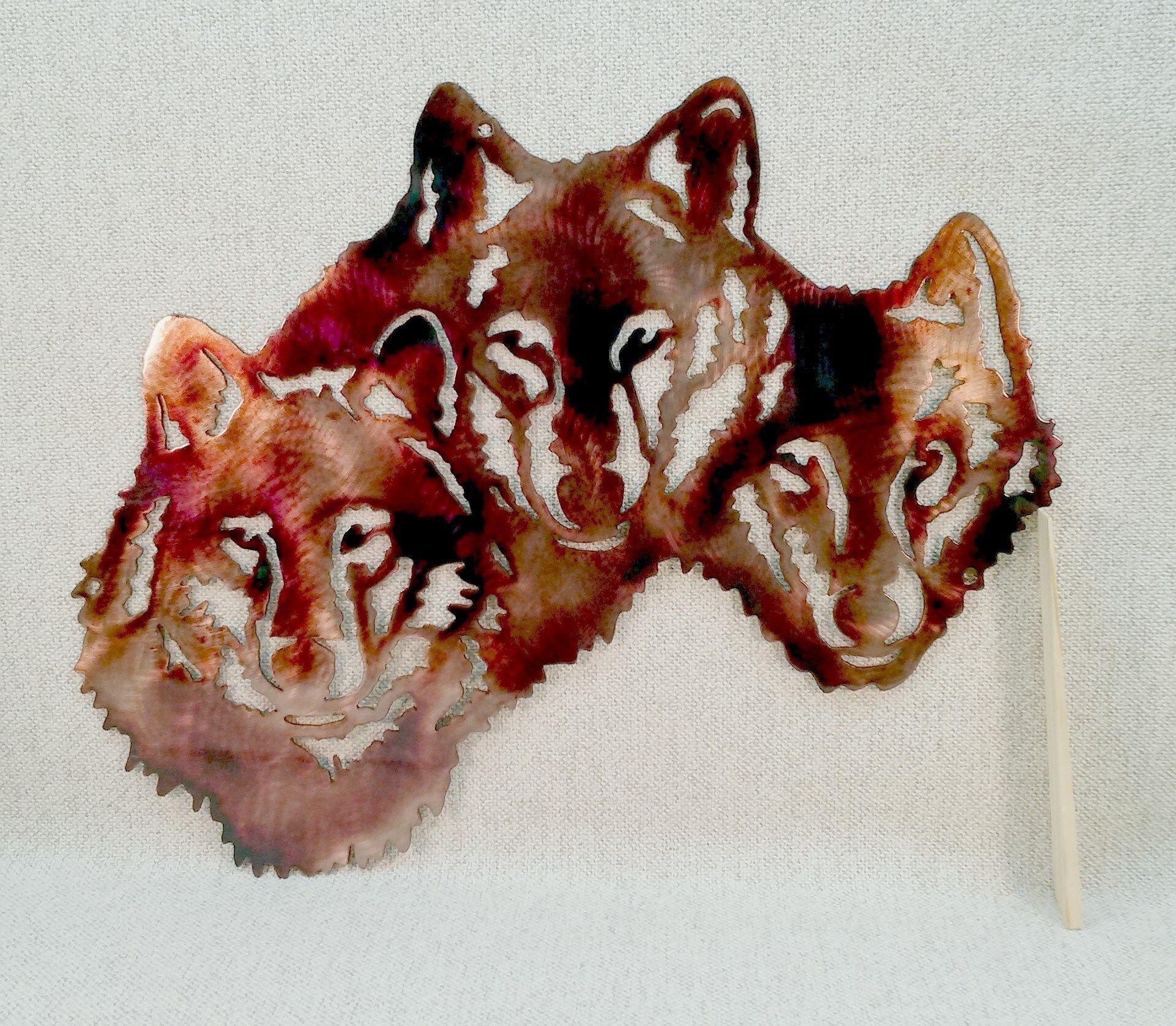 Wolf Trio Indoor or Outdoor Plasma Cut Wildlife Metal Art