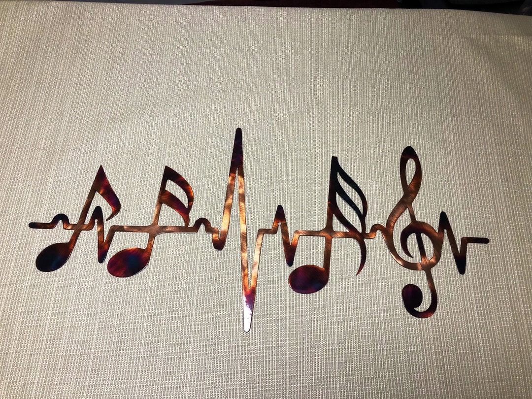 36” EKG Line Music Notes & Treble Clef Heartbeat Sinus Rhythm Indoor or ...