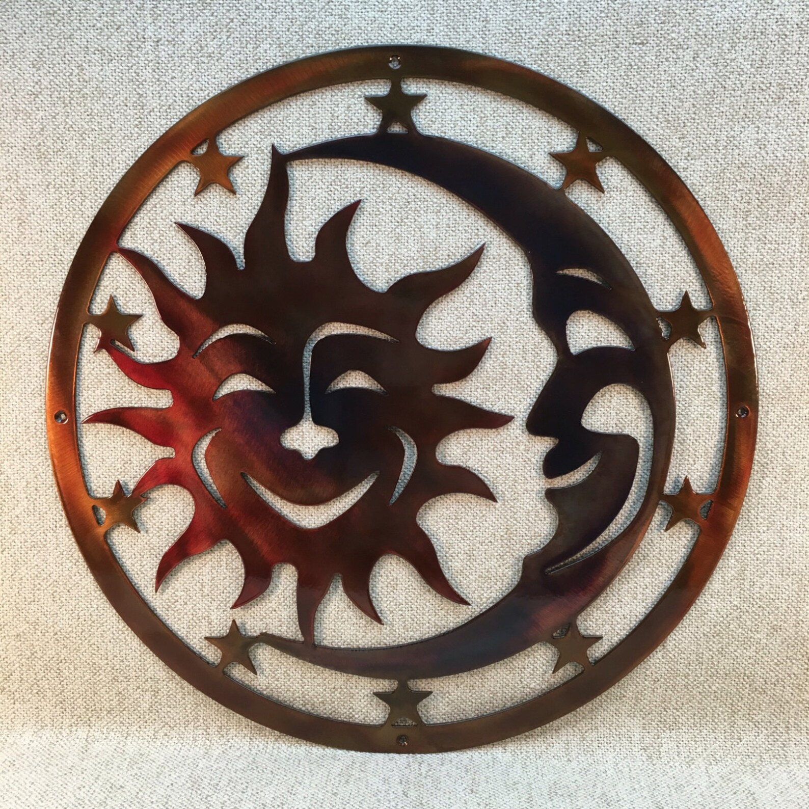 Sun, Moon, & Stars Celestial Indoor or Outdoor Plasma Cut Metal Wall ...
