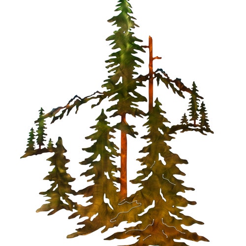 Mountain and Trees Scene Metal Wall Art | Etsy