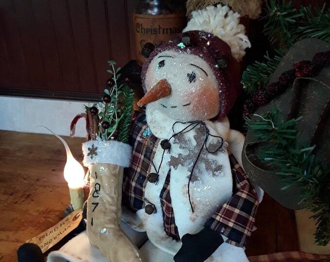 Primitive Christmas Farmhouse Snowman - Etsy