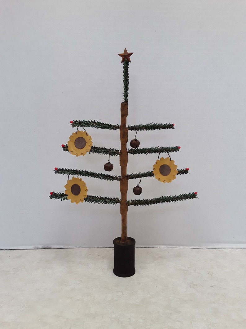 Primitive Faux German Single Feather Tree With Rusty Star and - Etsy