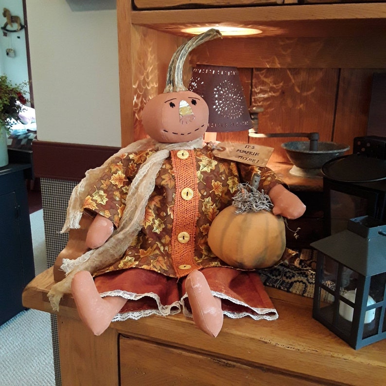 Primitive Fall Pumpkin Doll Fall Scarecrow Girl Primitive - Etsy