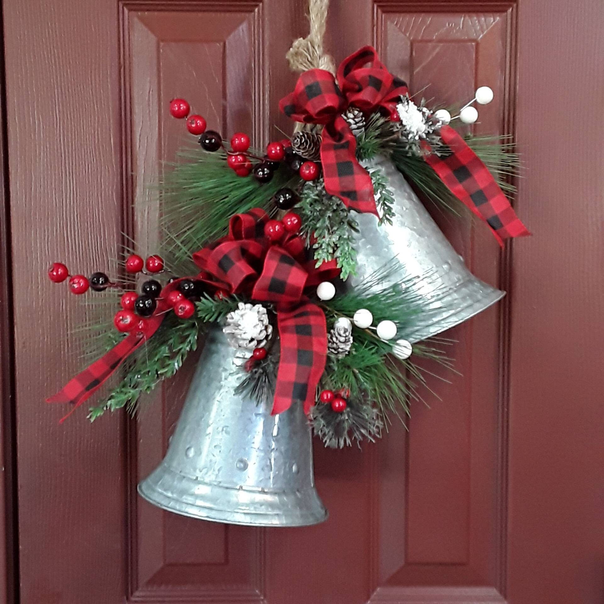 Primitive Christmas Faux Feather Tree With Red Ticking Stocking ...