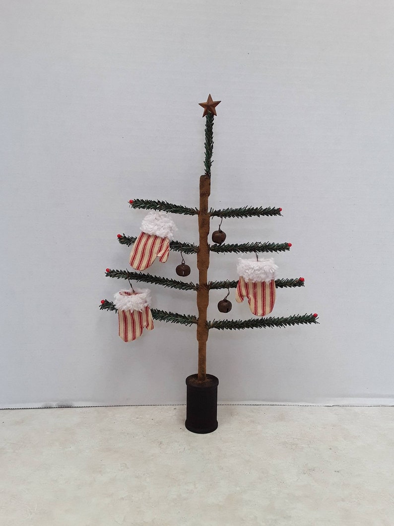 Primitive Faux German Single Feather Tree With Rusty Star and - Etsy