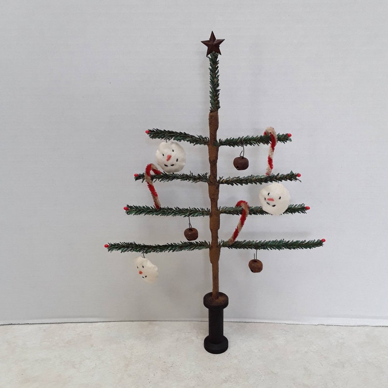 Primitive Faux German Single Feather Tree With Rusty Star and - Etsy