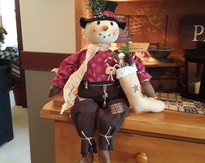 Primitive Christmas Farmhouse Snowman Snowgirl Snowman Doll - Etsy