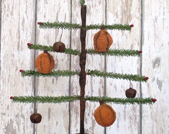 Primitive Faux German Single Feather Tree With Rusty Star and | Etsy