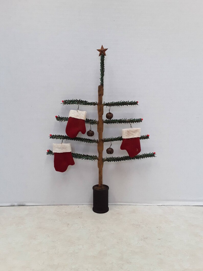 Primitive Faux German Single Feather Tree With Rusty Star and - Etsy