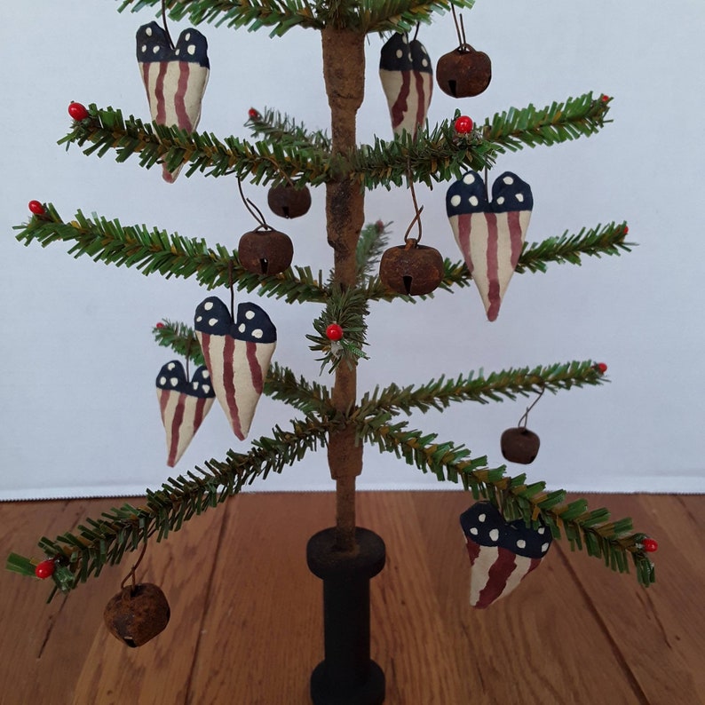 Primitive Christmas Faux Feather Tree With Snowman and Candy Cane ...