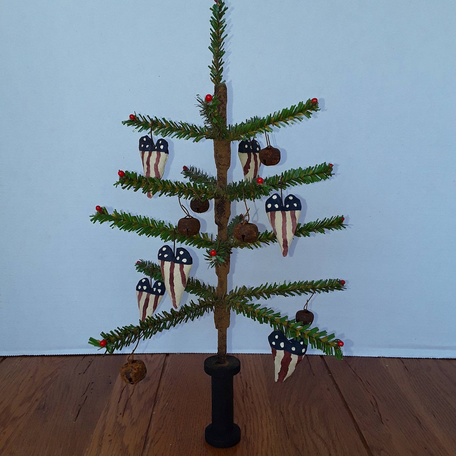 Primitive Christmas Faux Feather Tree With Red Mitten - Etsy