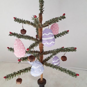 Primitive Easter Faux Feather Tree With Easter Egg Ornaments, Primitive ...