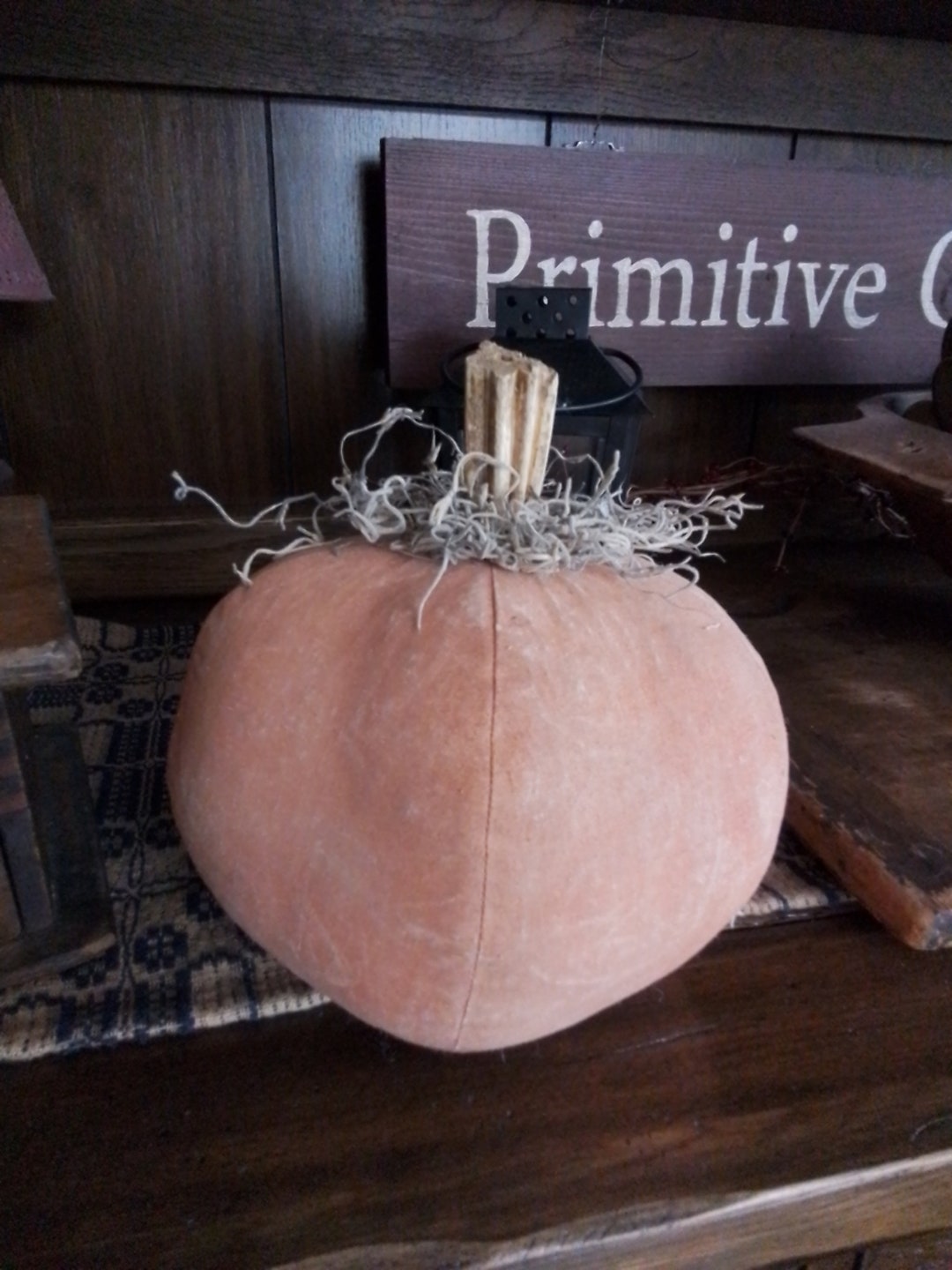 Primitive Fall Halloween Folk Art Pumpkin With Real Pumpkin Stem - Etsy