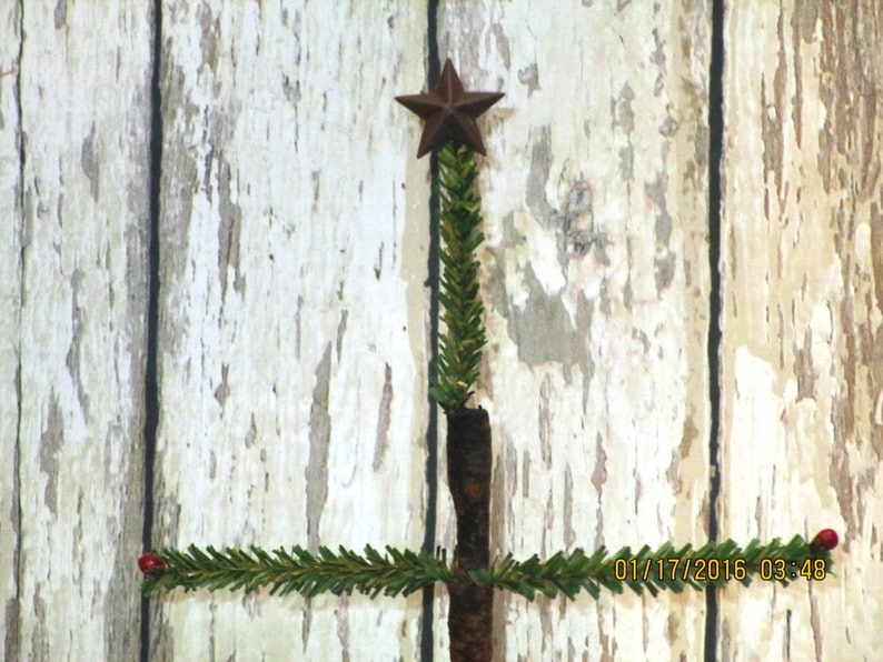 Primitive Faux German Single Feather Tree with rusty star and | Etsy