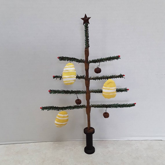 Primitive Faux German Single Feather Tree With Rusty Star and | Etsy