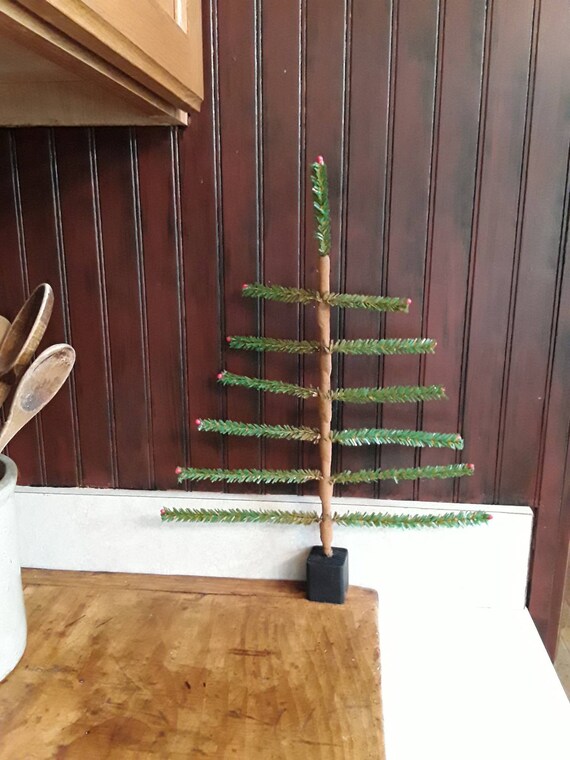 Primitive Faux German Single Feather Tree With Red Pips - Etsy
