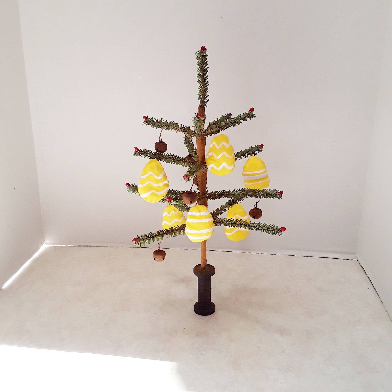 Primitive Easter Faux Feather Tree With Yelloware Ornaments - Etsy