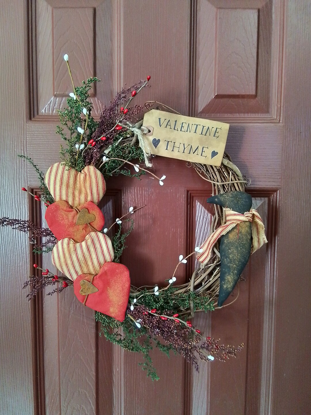 Primitive Valentine Wreath, Valentines Day Wreath, Valentine Decor ...