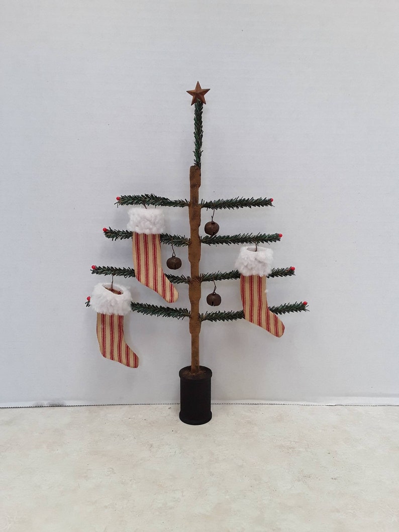 Primitive Faux German Single Feather Tree With Rusty Star and - Etsy