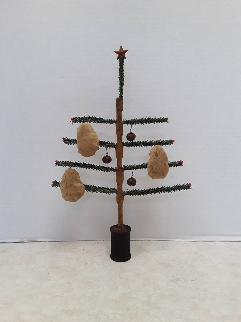 Primitive Faux German Single Feather Tree With Rusty Star and - Etsy
