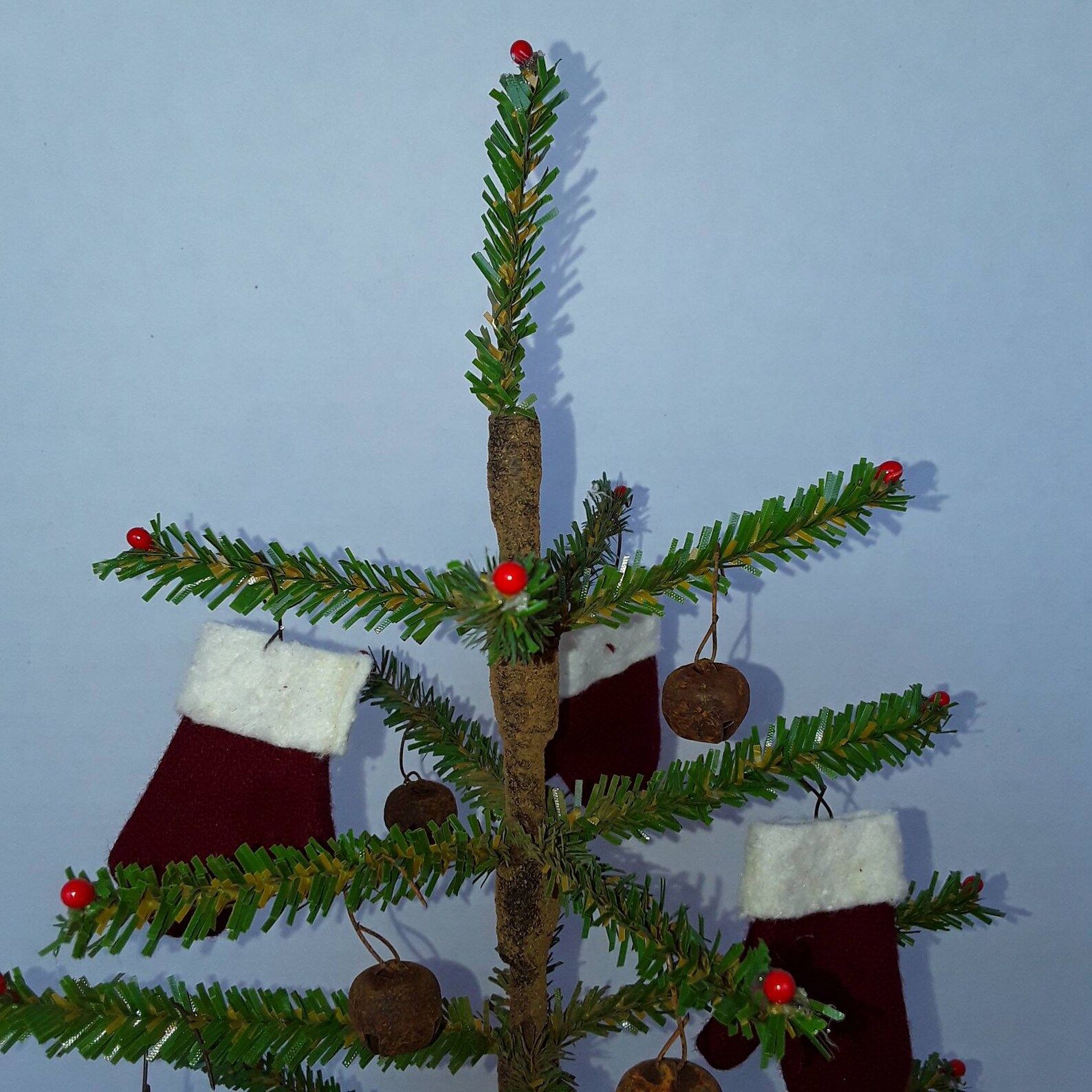 Primitive Christmas Faux Feather Tree With Red Mitten - Etsy