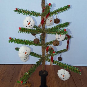 Primitive Fall Halloween Faux Feather Tree With Pumpkin Face Ornaments ...
