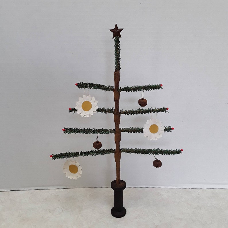 Primitive Faux German Single Feather Tree With Rusty Star and | Etsy