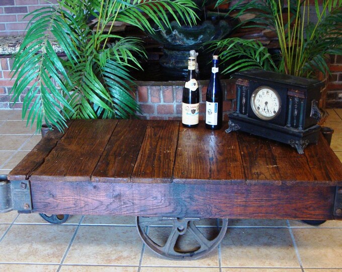 Industrial Factory Cart/railroad Coffee Table Cart-stenciled - Etsy