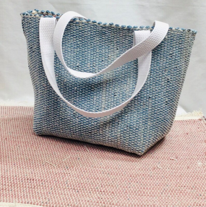 Vintage Blue Print Cotton Fabric, Narrow Cloth Strips for Rug Weaving ...