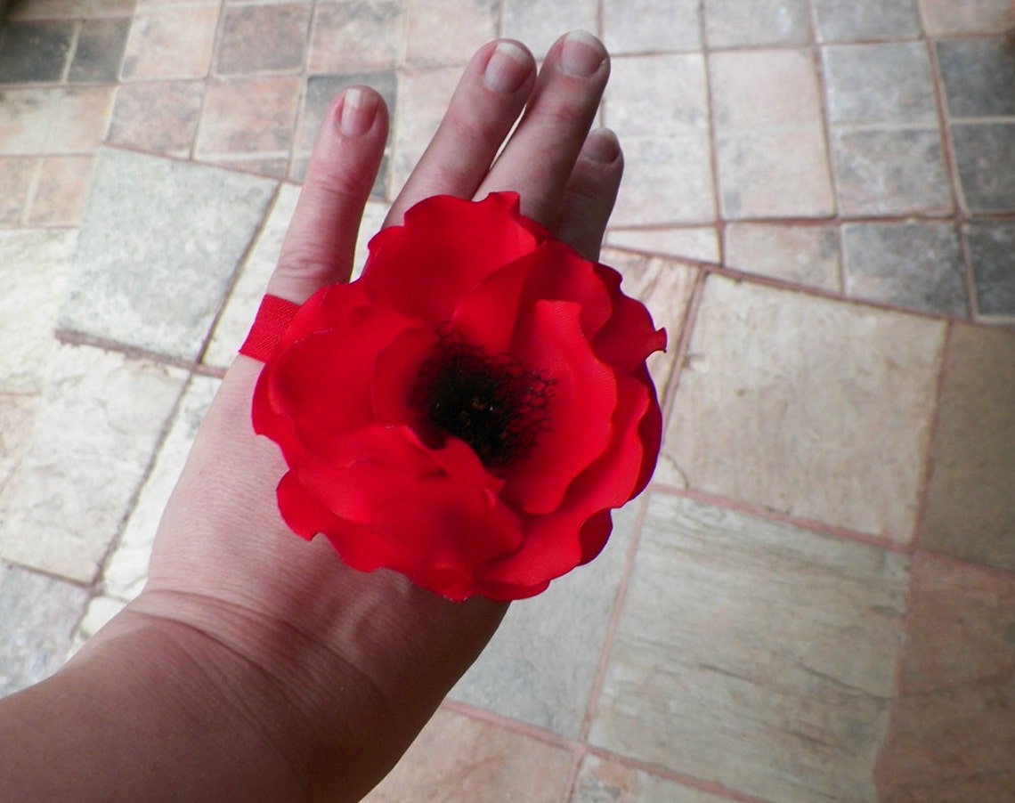 Very Beautiful Red Poppy Wrist Corsage Wedding Maid of | Etsy