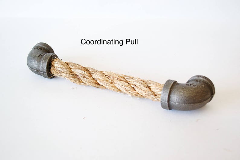Rope Drawer Handle Cabinet Knob: Black Iron Pipe Elbow End - Etsy