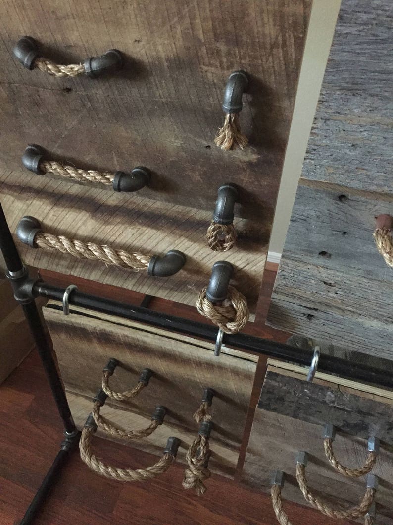 Rope Drawer Handle Cabinet Knob: Black Iron Pipe Elbow End - Etsy