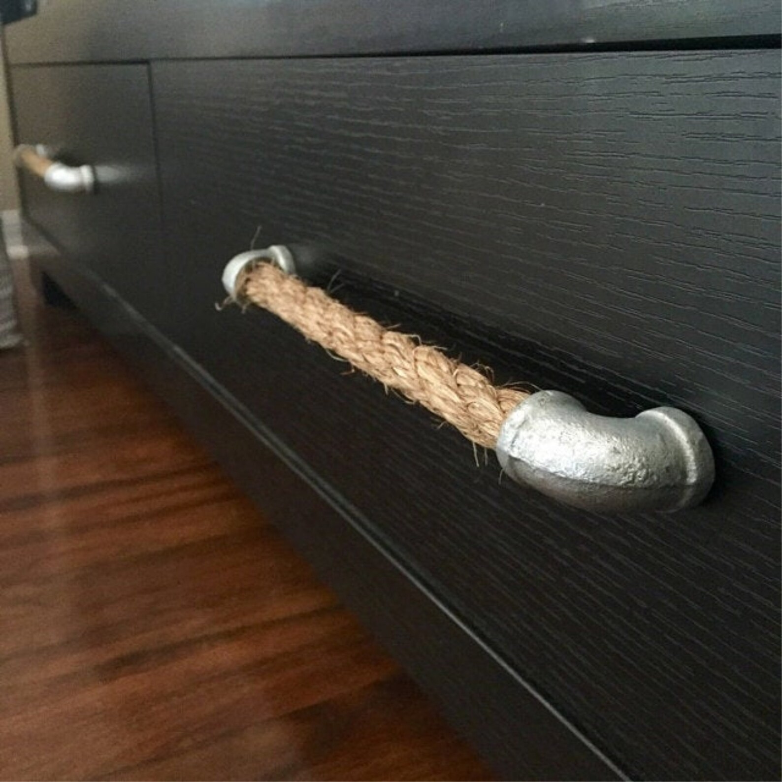Rope Drawer Handle Cabinet Pull: Galvanized Pipe Elbow End - Etsy