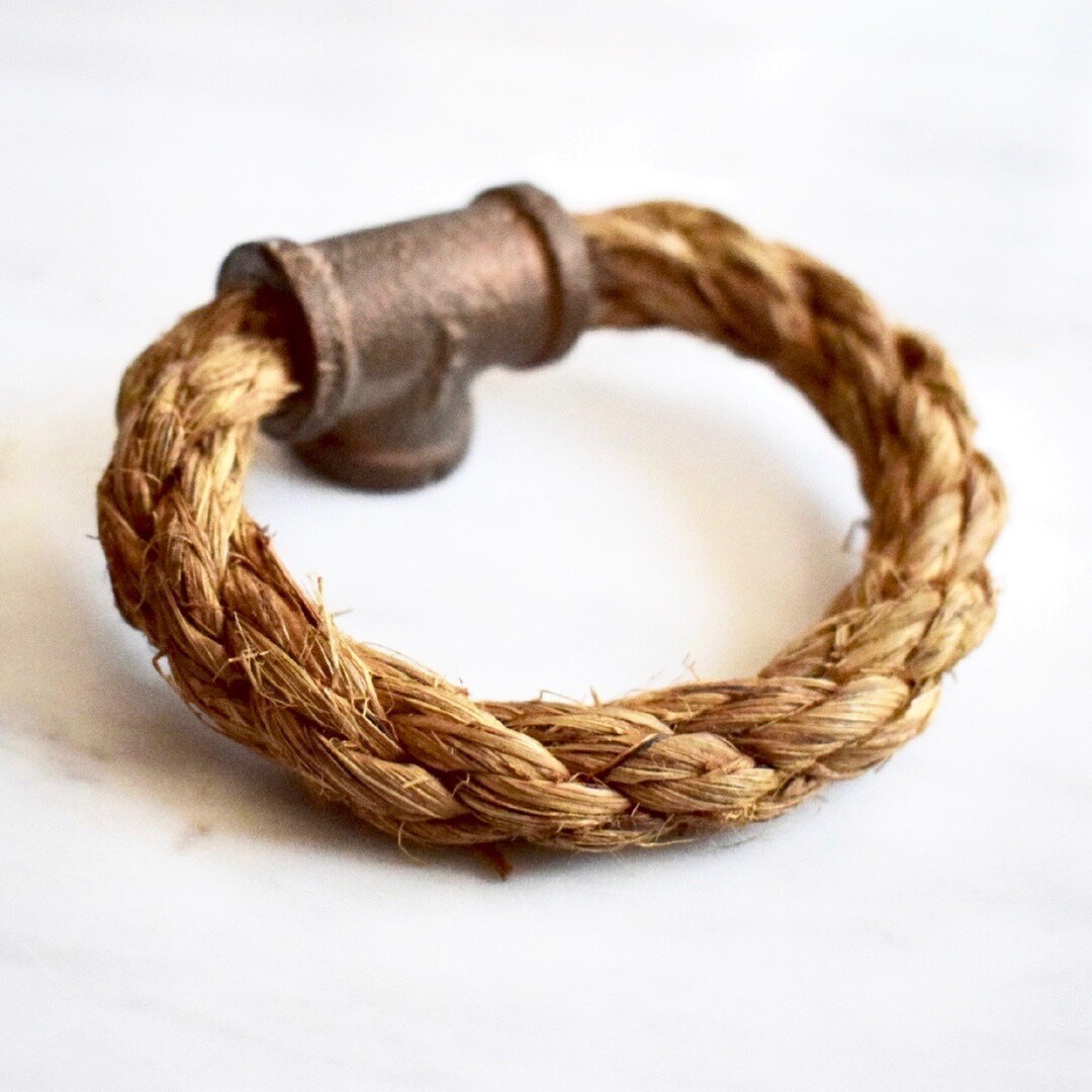 Rope Drawer Circle Pull Cabinet Knob: Red Brass Pipe Tee End - Etsy