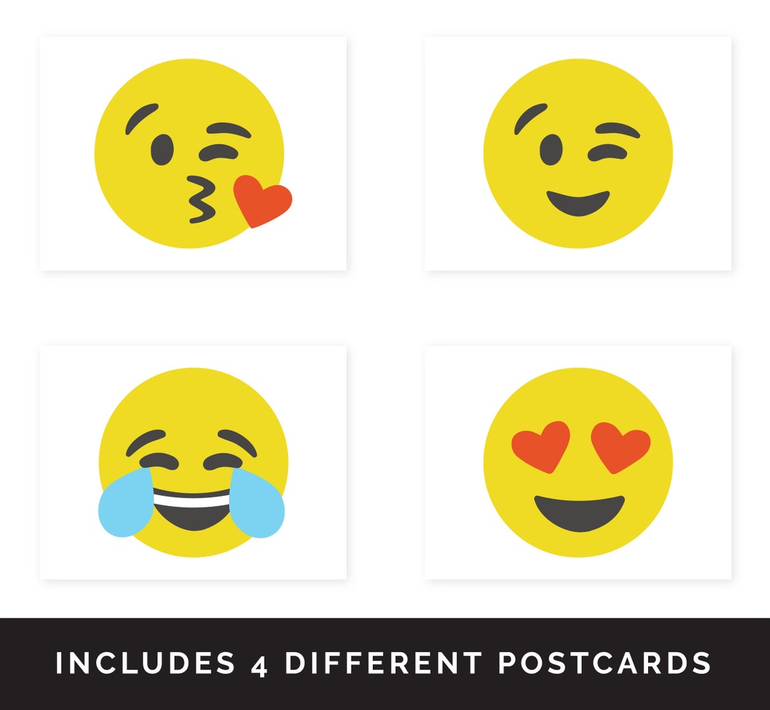 Emoji Postcard Bundle •instant Download • Includes 4 Postcards ...