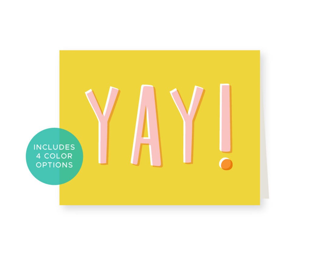 Yay! Greeting Card • Instant Download • Includes 4 Color Options ...
