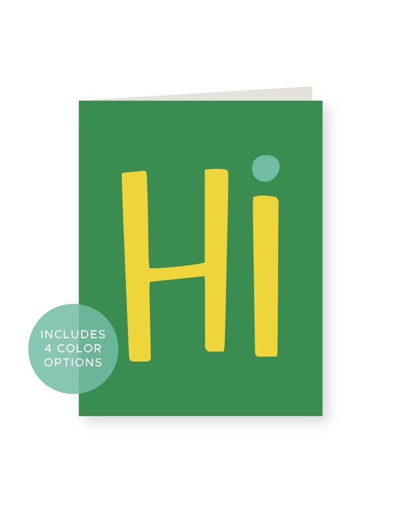 Hi Greeting Card • Instant Download • Includes 4 Color Options ...