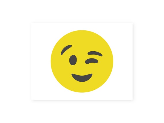 Winky Face Emoji Postcard Instant Download Print 4 per | Etsy