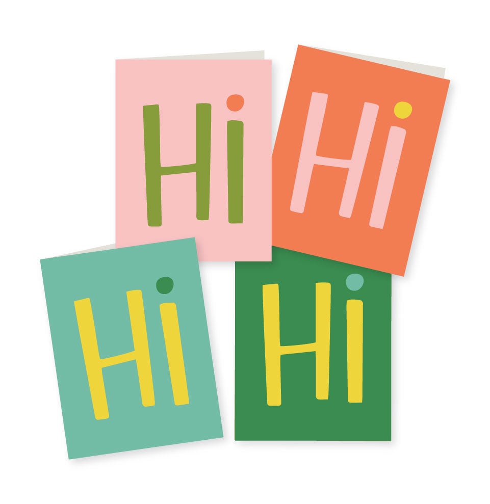 Hi Greeting Card Instant Download Includes 4 Color Options Download ...