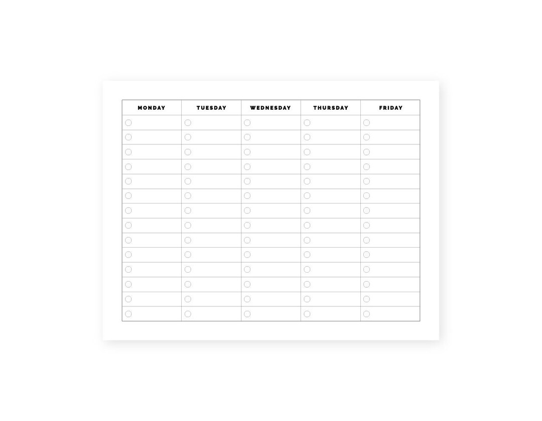 Weekday Checklist • Instant Download • To-do List • Download Once—print ...