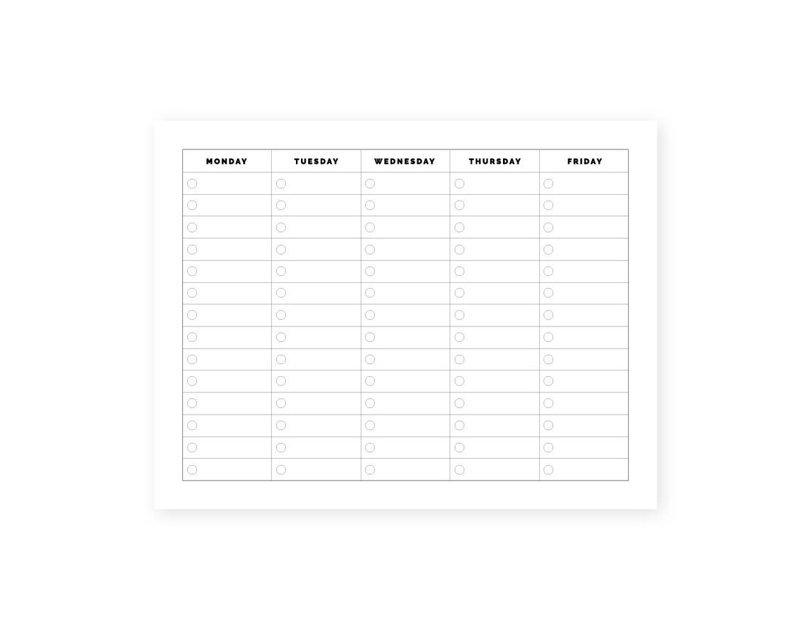 Weekday Checklist • Instant Download • To-do List • Download Once—print ...