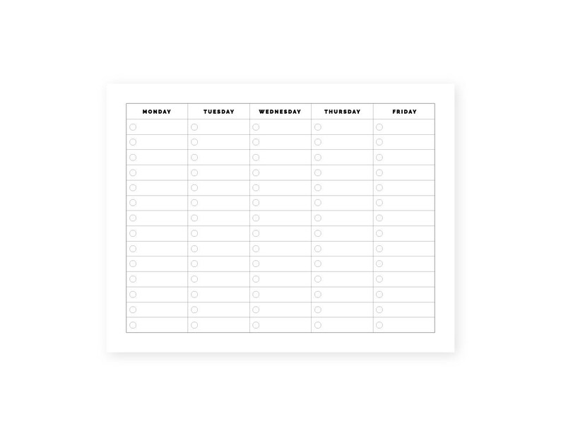 Weekday Checklist • Instant Download • To-do List • Download Once—print ...