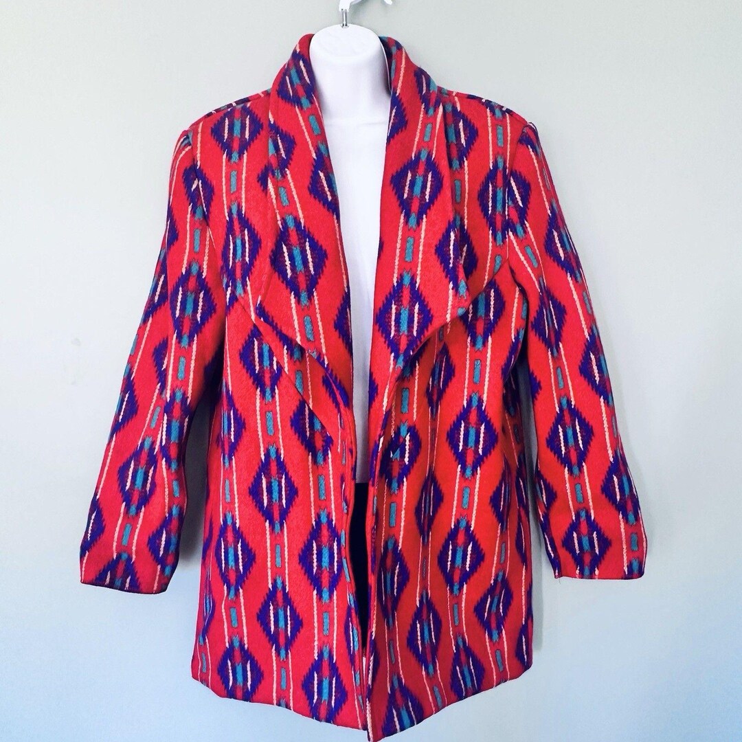 VTG Aztec Southwestern Navajo Blanket Jacket Indie Western Womens XL ...