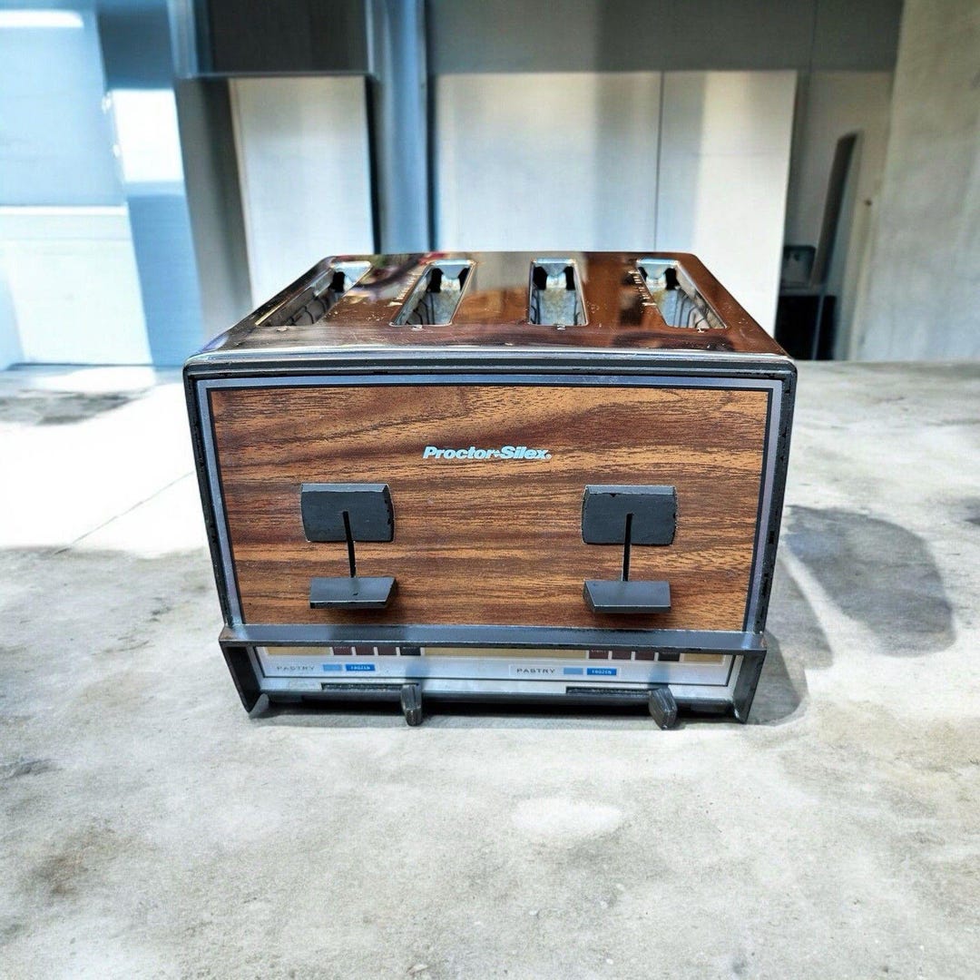 Vintage Proctor Silex T009N 4 Slice Toaster Chrome Wood Grain Retro ...